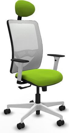 Piqueras y Crespo Hochwertiger Schreibtischstuhl Zulema mit wei&szlig;en und schwarzen Armlehnen, h&ouml;henverstellbare Lendenwirbelst&uuml;tze und festes Kopfteil, Wei&szlig;/Pistazie