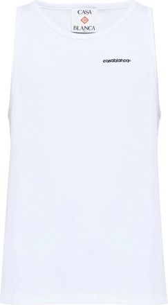 Casablanca Homme, Tops, Blanc, Taille: L D&eacute;bardeur c&ocirc;tel&eacute; &agrave; logo brod&eacute;