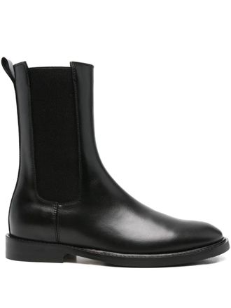 Anna F. bottines en cuir à empiècements élastiqués - Noir