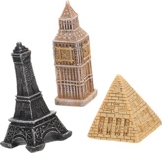 Cabilock 3 St&uuml;ck 3 teiliges Miniatur Weltwunder mit &Auml;gyptischer Pyramide Londons Glockenturm und Eiffelturm detaillierte Tischdekoration Stadtmodell stilvolle 