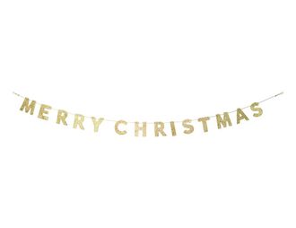 Riffelmacher & Weinberger Riffelmacher Girlande mit Schriftzug Merry Christmas 190x10 cm 12455 | Gold - Türschmuck Wandschmuck Weihnachten Weihnachtszeit Adventszeit Holzbuchst