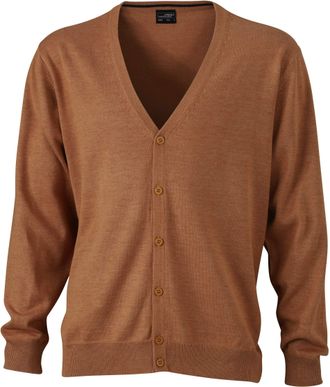 James & Nicholson Herren-Cardigan mit V-Ausschnitt - Cardigan f&uuml;r Herren mit V-Ausschnitt Gr. Gro&szlig;, Marron - Camel