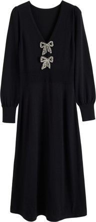 Chinti and Parker Midikleid mit Schleifenbrosche - Schwarz