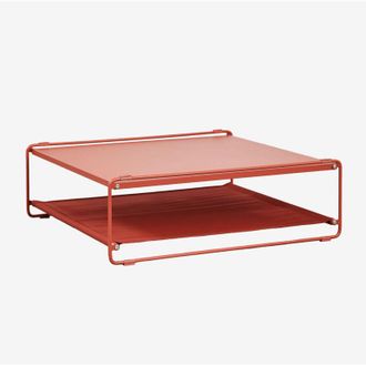 Sklum Amaro Stahl Garten-Beistelltisch in einen Pouf umwandelbar Honiggelb - Rot Acryl