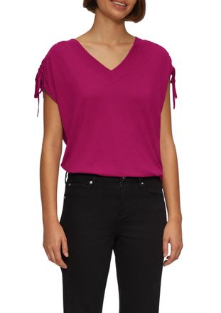 s.Oliver V-Neck Shirt mit Raffung an den Schultern