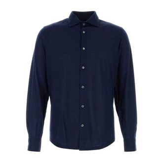 Fedeli Wool Shirt - - Shirts - Herren - Blau - 3XL