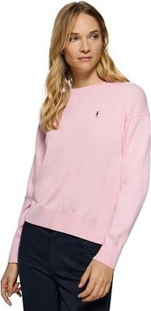 Polo Club Pull en Maille avec Col Rond et Logo brod&eacute; pour Femme de Couleur Rose