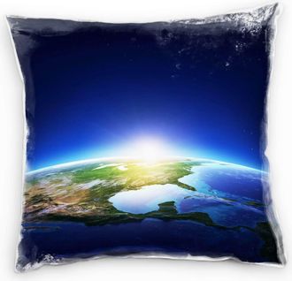 Paul Sinus Art Illustration, Erde, Sonnenstrahlen, bunt,kräftige Farben Deko Kissen 40x40cm für Couch Sofa Lounge Zierkissen - Dekoration zum Wohlfühlen