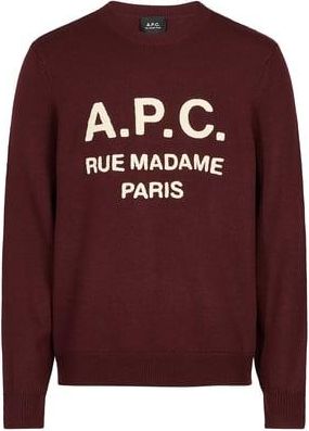 A.P.C. Pull droit &agrave; logo en laine vierge