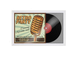 Bildershop-24 Schallplattenrahmen VARIO36 Wei&szlig; matt lackiert in 31x46 cm f&uuml;r Vinyl Schallplatten und Cover Rahmen mit Passepartout Hintergrund in Granit