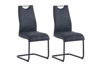 Byliving Freischwinger 2er Set Capri, Vintage Mikrofaser anthrazit, Metall schwarz, mit Griff und bequemer Polsterung, Schwingst&uuml;hle, Polsterst&uuml;hle, Ma&szlig;e: B 44