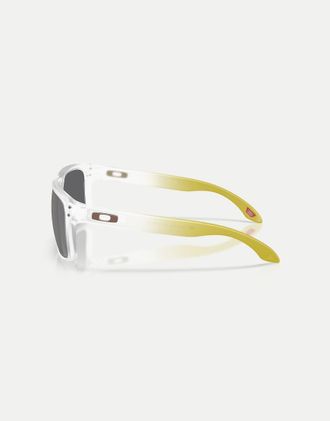 Oakley Holbrook Limitless Collection - Eckige, polarisierte Sonnenbrille in mattem Transparent mit verspiegelten schwarzen Gl&auml;sern