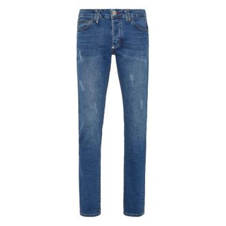 Philipp Plein Homme, Jeans, Bleu, Taille: W40 Jean droit d&eacute;lav&eacute;