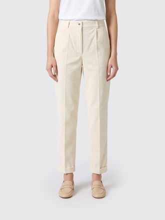 Kiton Pantalon droit &agrave; taille haute en velours avec pinces et revers