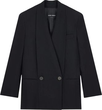Giorgio Armani Blazer V-Neck Double-Boutonn&eacute; - Femme - Vestes - Noir - Taille: 38 FR
