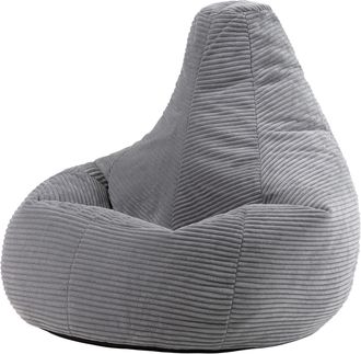 Icon Brand Dalton Sitzsack Cord, Grau, Gaming Sitzsack Erwachsene mit F&uuml;llung, Bean Bag, Cord Sessel, Lounge Sessel, Lounge Stuhl, Schlafzimmer, Wohnzimmer, Wohn