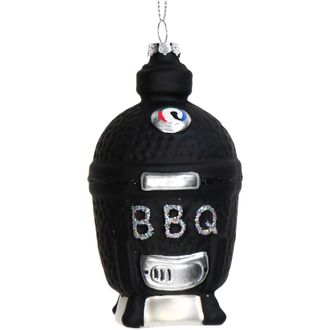 HD Collection Christbaumschmuck 12cm Glas - Kamado Grill Figur zum Aufhängen - handbemalt & mit Glitzer - Weihnachtsbaum Anhänger für Weihnachten - Christbaumanhäng
