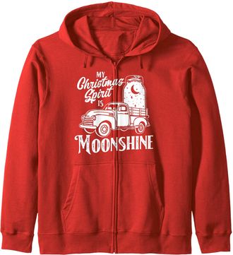 Giant Step Design Co. My Christmas Spirit is Moonshine Vintage Truck & Lik&ouml;rglas Kapuzenjacke