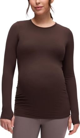 CRZ YOGA Damen Umstandsmode Langarm Stillshirt Umstandstop Umstandsshirt Schwangerschaft Kleidung Stilltop Langarmshirt Tops Hei&szlig;es Fudge-Brown 42