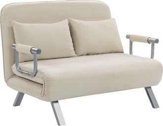 HOMCOM Schlafsofa für 2 Personen, Sessel mit 5-fach verstellbarer Rückenlehne, Chaiselongue mit 2 Kissen, Sofa mit abnehmbarem Bezug in Wildlederoptik, 111x8