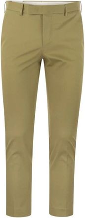 PT01 Pt01, Homme, Pantalons, Beige, Taille: S Pantalon en serg&eacute; de coton extensible coupe ajust&eacute;e