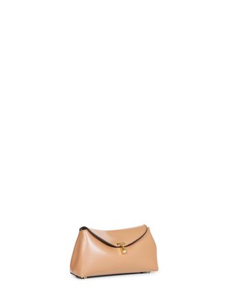 Toteme Womens Clutch Bag Mini T-Lock Camel Calf Leather Handbags Hand