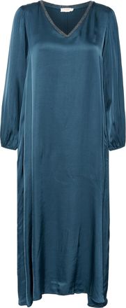 Cream Damen Maxikleid Kaftan Lang Balloon Sleeves V-Ausschnitt Loose Fit Kleid, Petrol Blue, Large