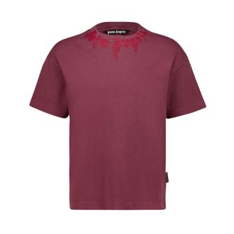 Palm Angels Neck Logo Regular T-Shirt - - Tops - Herren - Braun - M
