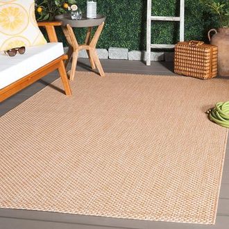 Safavieh Zeitgenössische Teppich für Wohnzimmer, Esszimmer, Schlafzimmer - Courtyard Collection, Kurzer Flor, Natürlich und cremig, 122 X 170 cm