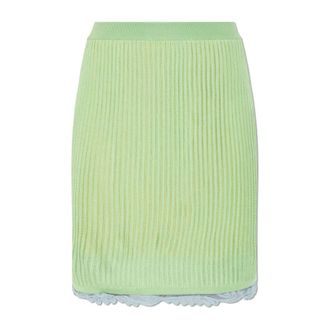 Versace Rippstrickrock mit Spitzenbesatz - - Skirts - Damen - Gr&uuml;n - XS