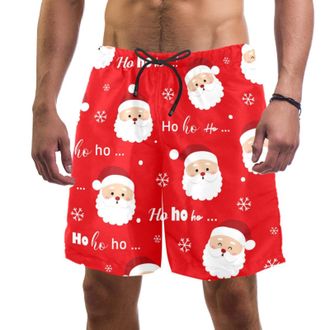 Coosun Herren Weihnachts-Weihnachtsmann Strand Board Shorts schnell trocknende Badehose, Niedlicher Weihnachtsmann, L
