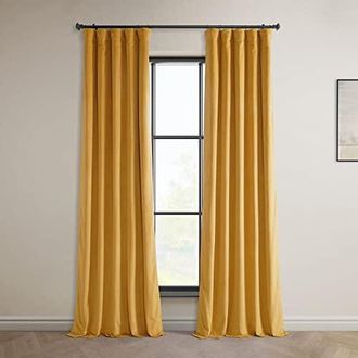 Half Price Drapes Heritage-Samtvorhänge in Plüschqualität, Raumverdunkelungsvorhänge für Schlafzimmer und Wohnzimmer, 127 x 274,3 cm (B x L), 1 Vorhang, Aztec-Gold