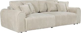 Vente-Unique Sofa 4-Sitzer Schlafsofa Komfort - Cord Samt Beige - Tiefe Sitzfläche - TELARO