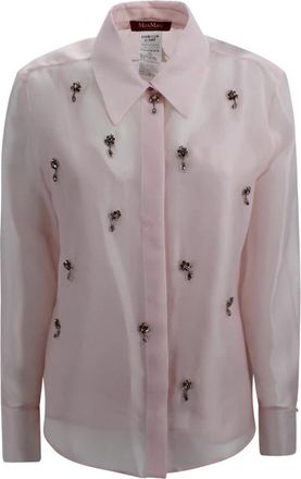 Max Mara Femme, Blouses et Chemises, Rose, Taille: 38 FR Pantalon en lin Batavia