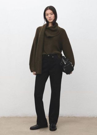 Mango Jean Matilda droit taille haute black denim - Femme - 32 - MANGO