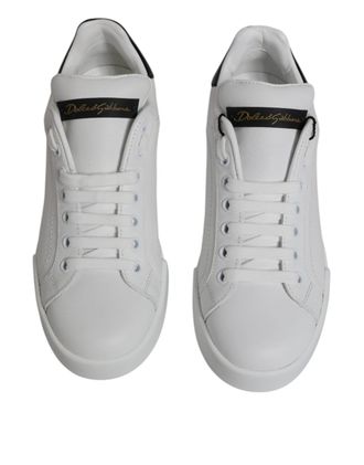 Dolce & Gabbana Womens Low-Top Leather Sneakers White Calf