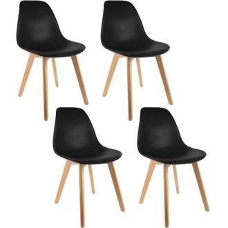 The Home Deco Factory The Home Deco Factory - Chaise Scandinave avec pieds en bois - Noir - Livraison gratuite
