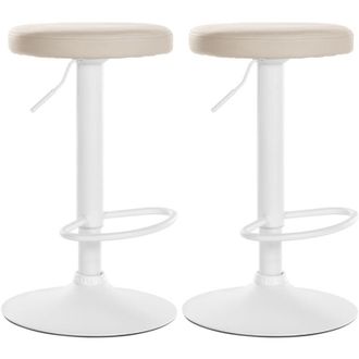 Clp Ensemble de 2 tabourets de Bar Bridge dans du m&eacute;tal blanc de type cr&egrave;me et opaque