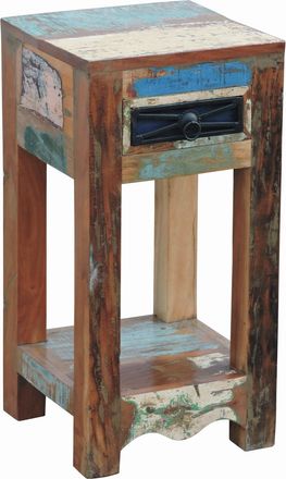 Landscape Beistelltisch, Mehrfarbig, Holz, Altholz, 1 Schubladen, quadratisch, eckig, 30x60x30 cm, ISO 9001, Wohnzimmer, Wohnzimmertische