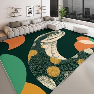 Generic Tapis Imprim&eacute; Antid&eacute;rapant 80 x 150 cm, Tapis Minimaliste Dessin &Agrave; La Main Animaux Serpents pour Adolescent Gar&ccedil;on Fille Adulte - Paillasson pour Salo