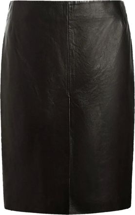 12 Storeez jupe en cuir à fente - Noir