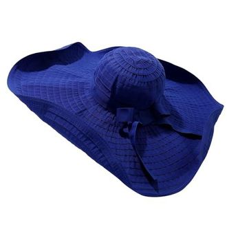 Insun Chapeau Femme Soleil &agrave; Bord Large, Chapeau de Plage D&eacute;t&eacute; Anti UV Pliable Bleu Royal