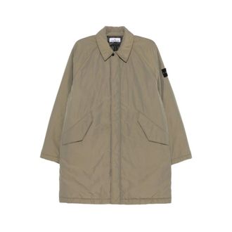 Stone Island Logo-Patch Raglan-Sleeve Coat - - Jackets - Herren - Gr&uuml;n - L