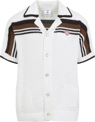 Casablanca Homme, Chemises, Multicolore, Taille: M Crochet Short Sleeve Shirt