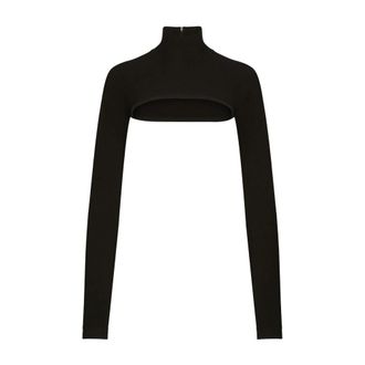 Dolce & Gabbana Schwarzes Crop-Top mit hohem Kragen - - Tops - Damen - Schwarzk - XS