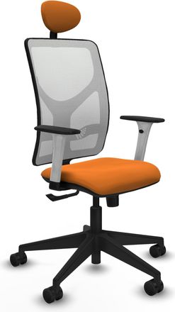 Piqueras y Crespo B&uuml;rostuhl mit wei&szlig;en und schwarzen Armlehnen, h&ouml;henverstellbare Lendenwirbelst&uuml;tze und festes Kopfteil, ausgestattet mit 3 Positionen, Wei&szlig;/Orange