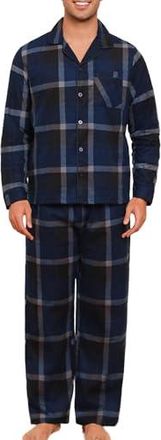 Mia Lucce Ensemble de pyjama pour homme MIA LUCCE en flanelle et coton - Pyjama &agrave; carreaux avec cordon de serrage - 2 pi&egrave;ces - Hiver - M-XXL, XXL