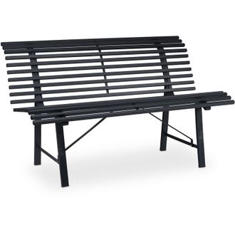 Relaxdays Gartenbank, 2 Sitzer, hbt: 79 x 130 x 75 cm, robuster Stahl, wetterfeste Sitzbank, stabile Parkbank, anthrazit - Relaxdays