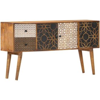 vidaXL Vidaxl - Buffet avec motif imprim&eacute; 130x30x70 cm Bois de manguier massif