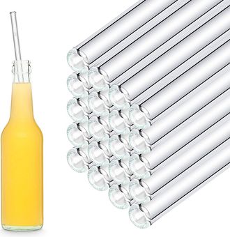 Halm HALM Glas Strohhalme Wiederverwendbar Trinkhalm - 50 Stück gerade 30 cm - für Gastronomie, Restaurant, Bar, Cafe, Hotel - Spülmaschinenfest - Glastrin